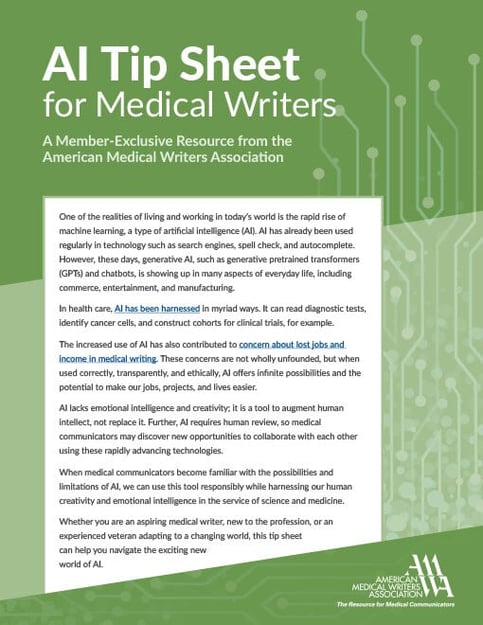AMWA Member-Exclusive AI Tip Sheet for Medical Writers